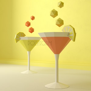 Cocktail Low Poly FOOD Papercraft DRINK PDF Template - Etsy