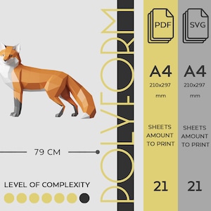 Fox Low Poly PDF Template Papercraft DIY Pattern Animal SVG Decor - Etsy