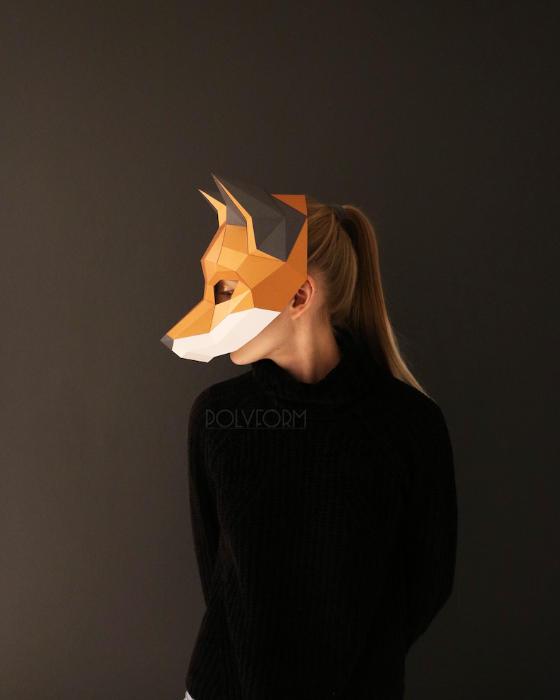 Fox Mask DIY Low Poly Animal Papercraft PDF Template Halloween - Etsy ...