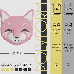 Gift Box Cat Low Poly Papercraft SVG PDF Template - Etsy