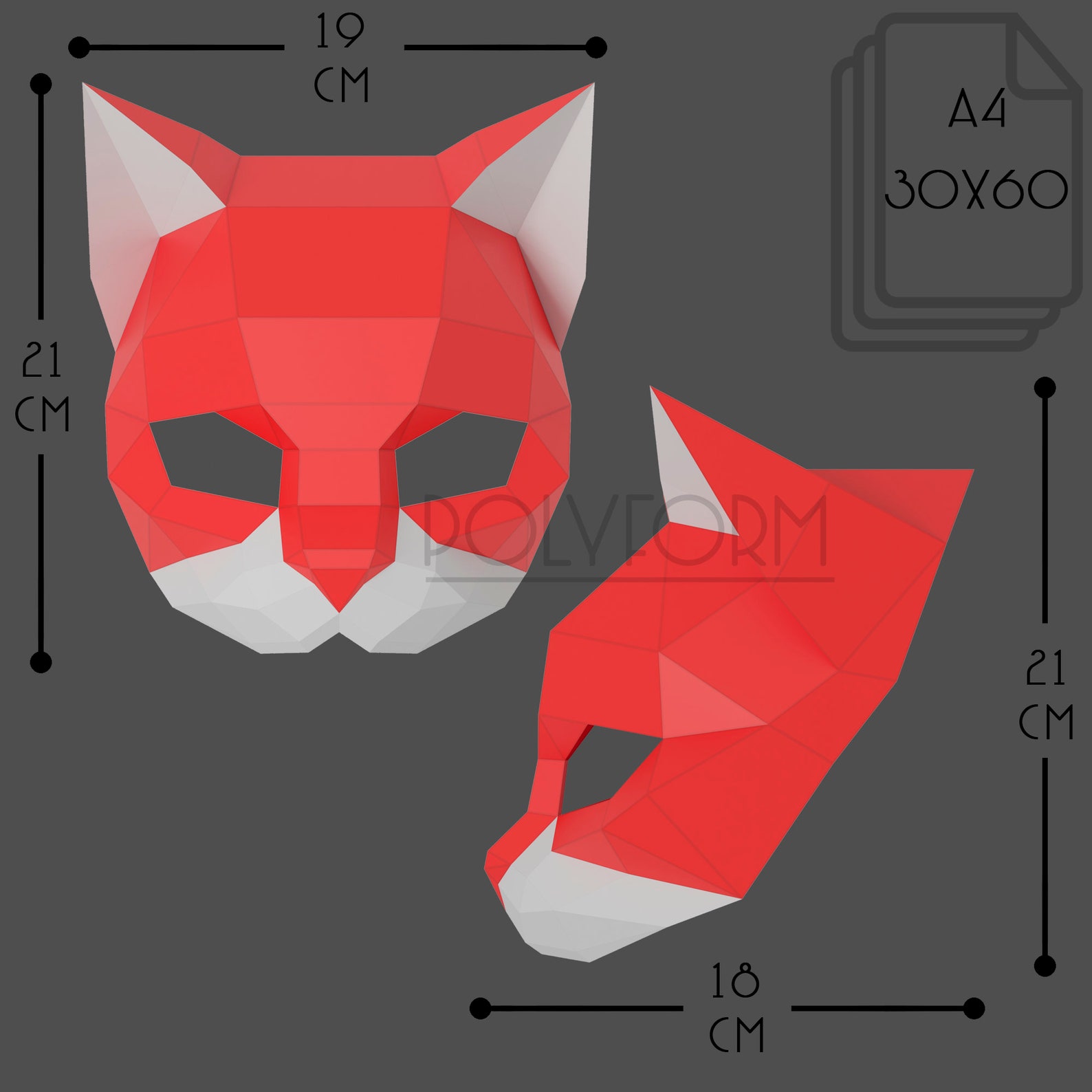 CAT MASK-2 Low Poly Animal Papercraft PDF Template - Etsy