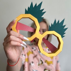 Glasses 2 DIY Pineapple Summer Sunglasses Mask Low Poly Papercraft PDF ...