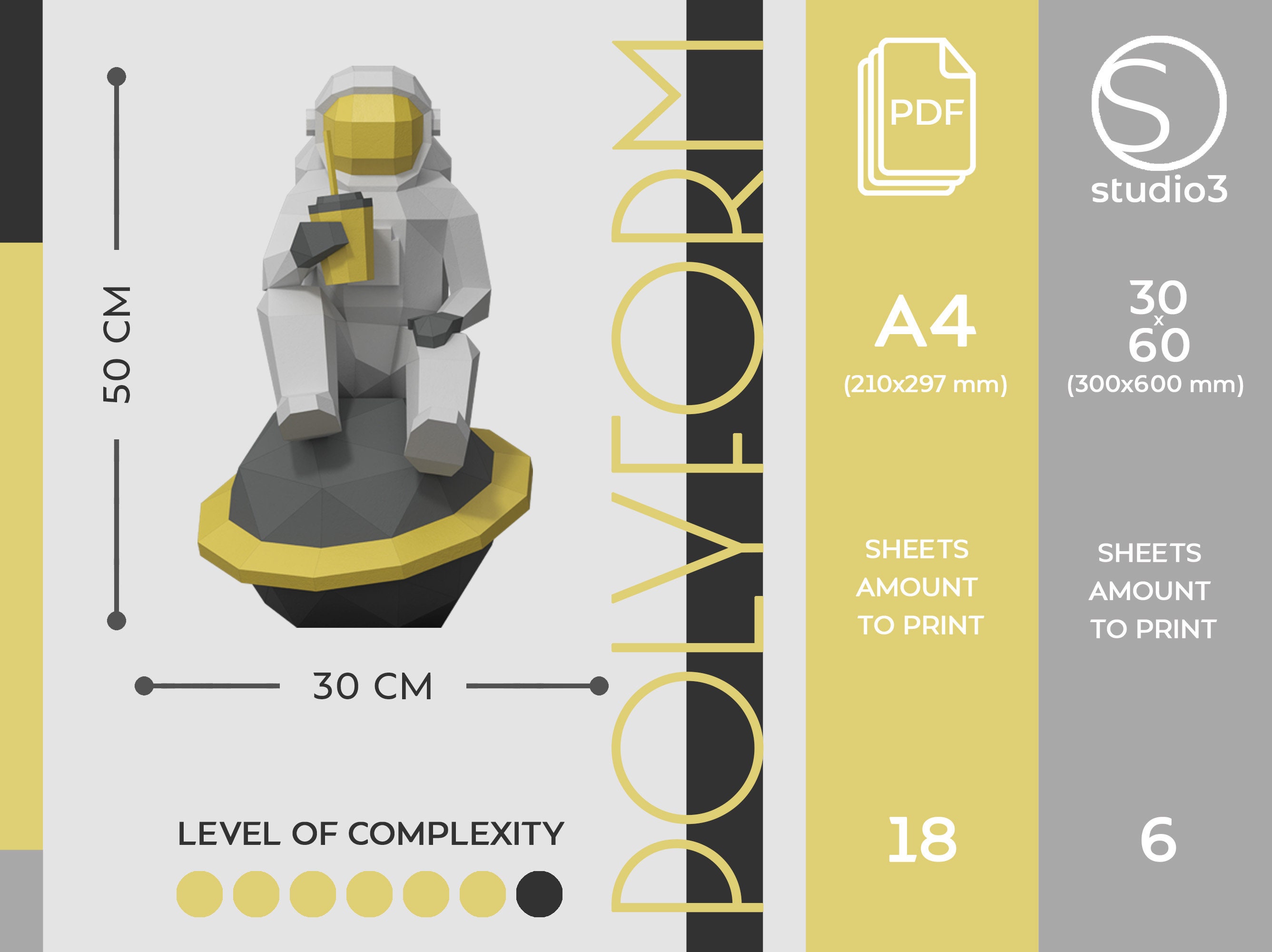 Cosmonaut Space Planet 3d Paper Model Low Poly Papercraft - Etsy