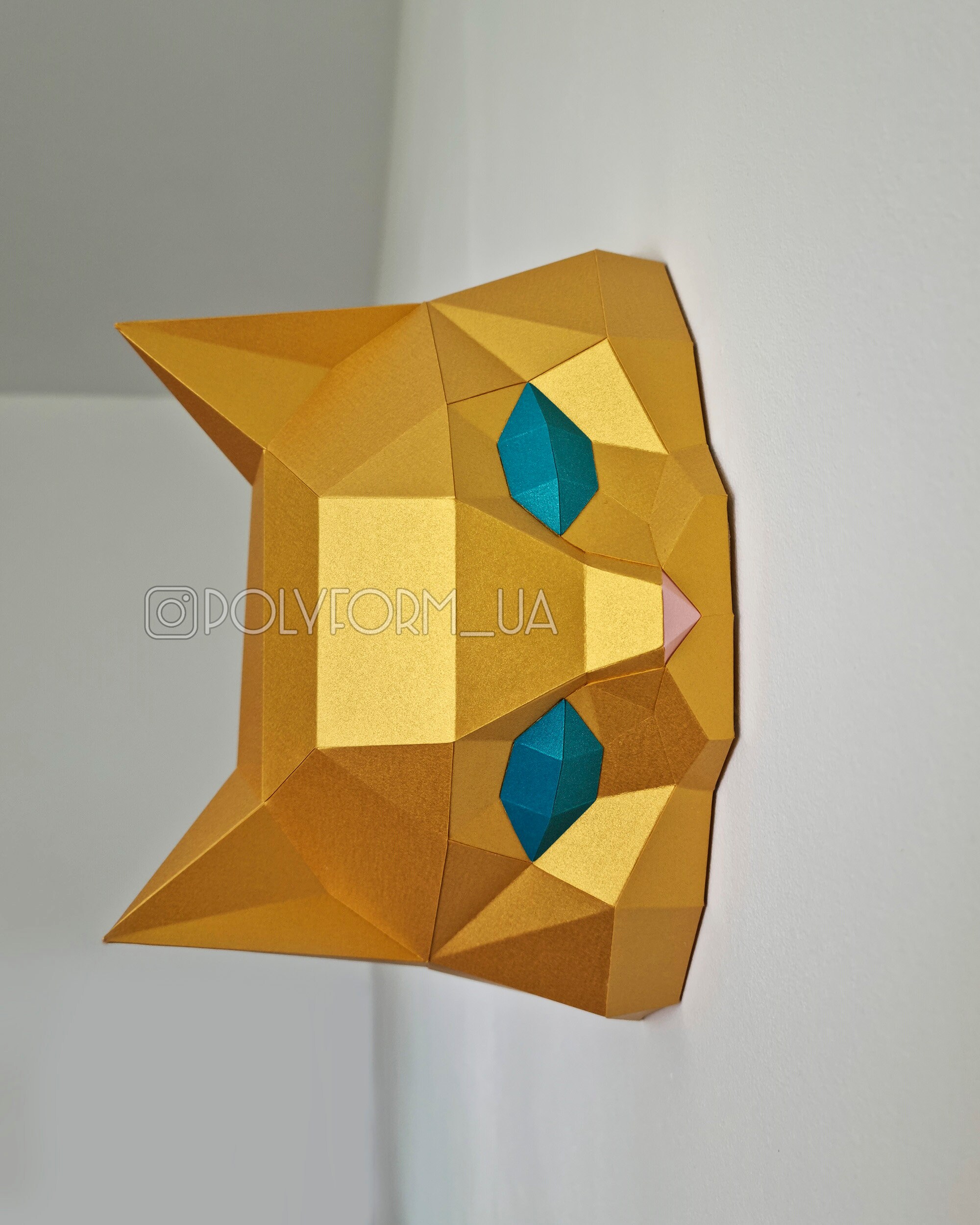 Yellow Cat on a Wall Animal Head Low Poly Kids Room Papercraft - Etsy