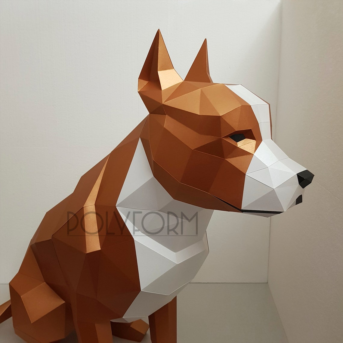 STAFFORDSHIRE TERRIER Low Poly Staff Dog Papercraft PDF Template Svg ...