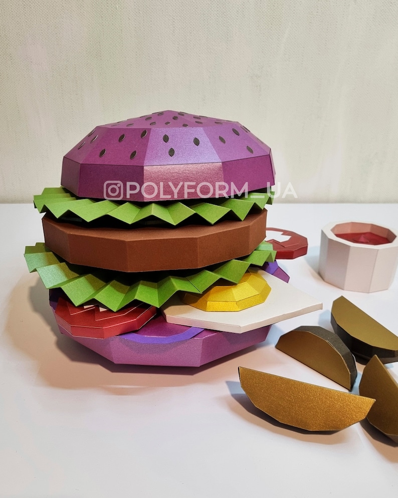 Burger Food Low Poly Papercraft svg PDF Vorlage - Etsy.de