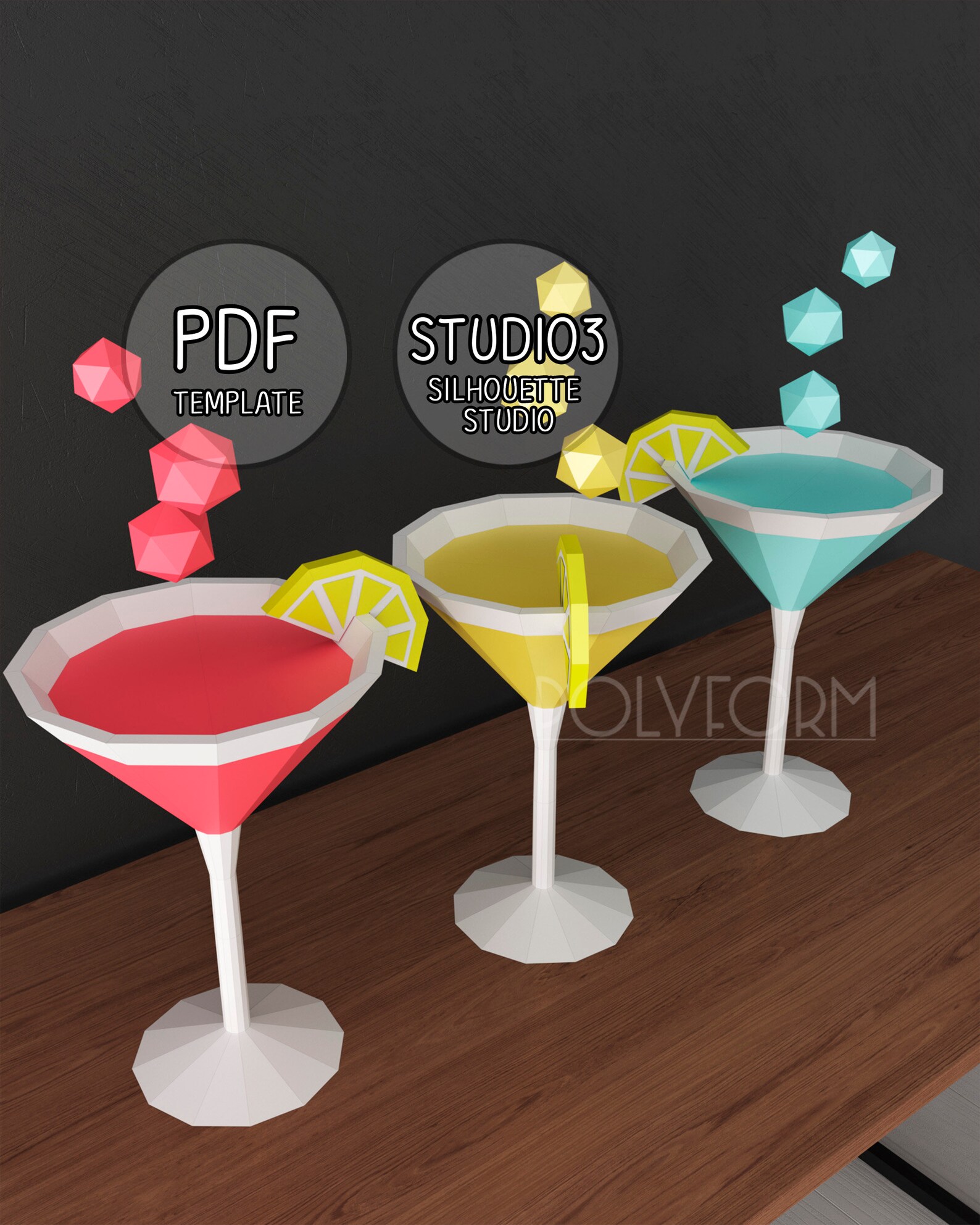 Cocktail Low Poly FOOD Papercraft DRINK PDF Template - Etsy