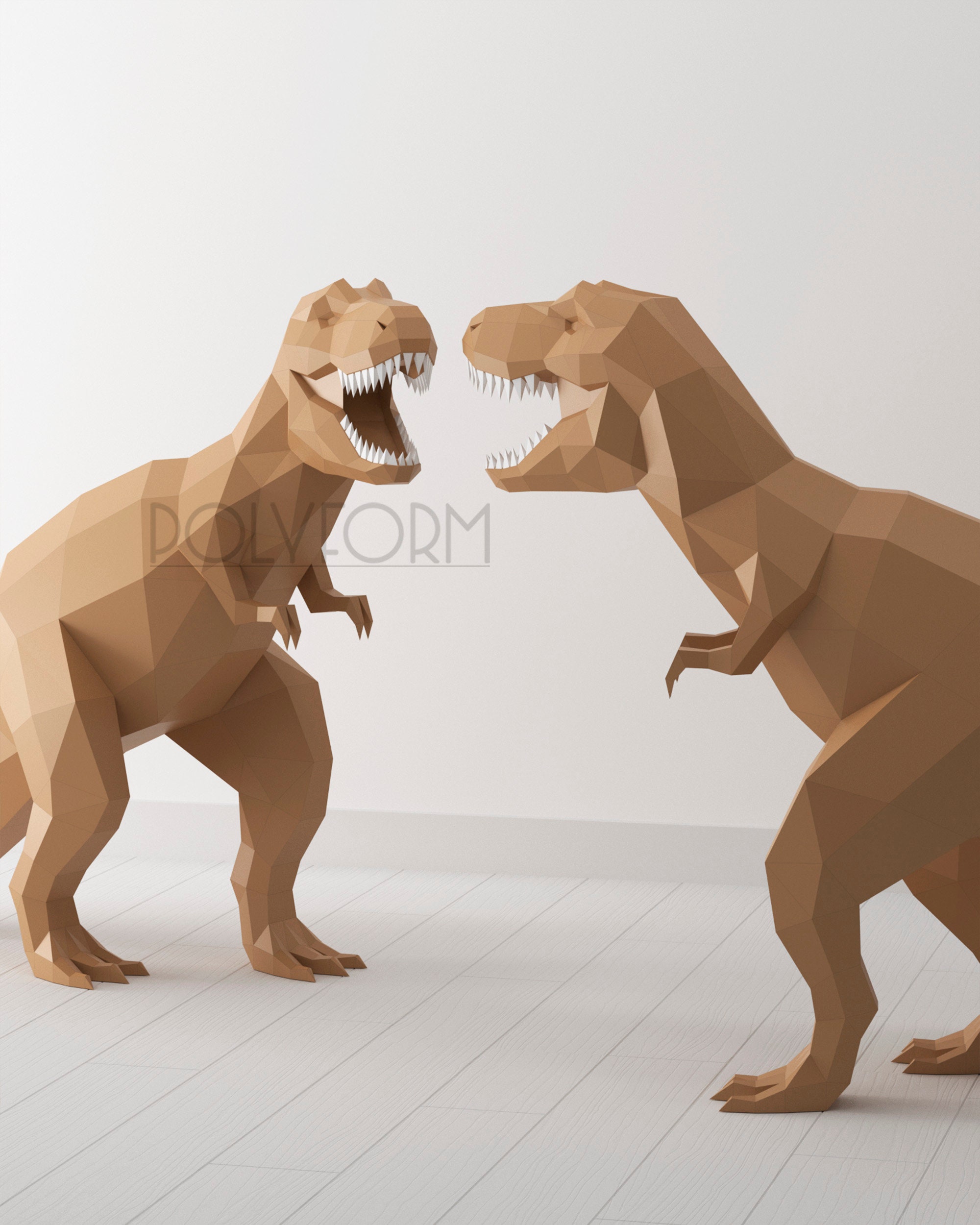 TYRANNOSAURUS Low Poly T-rex Dinosaur Papercraft PDF Template Dino ...