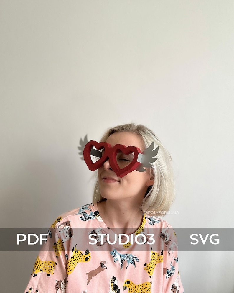 Glasses 3 DIY Heart Summer Sunglasses Mask Low Poly Papercraft PDF ...