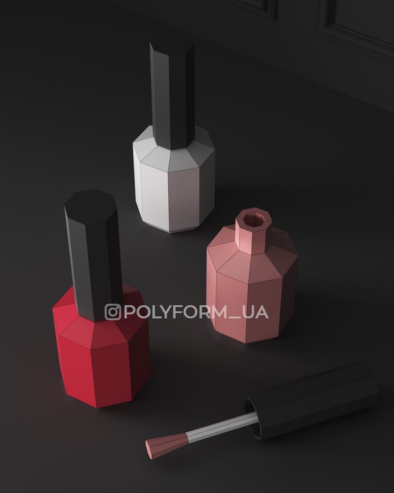 NAIL POLISH Low Poly Papercraft PDF Template Svg Makeup - Etsy