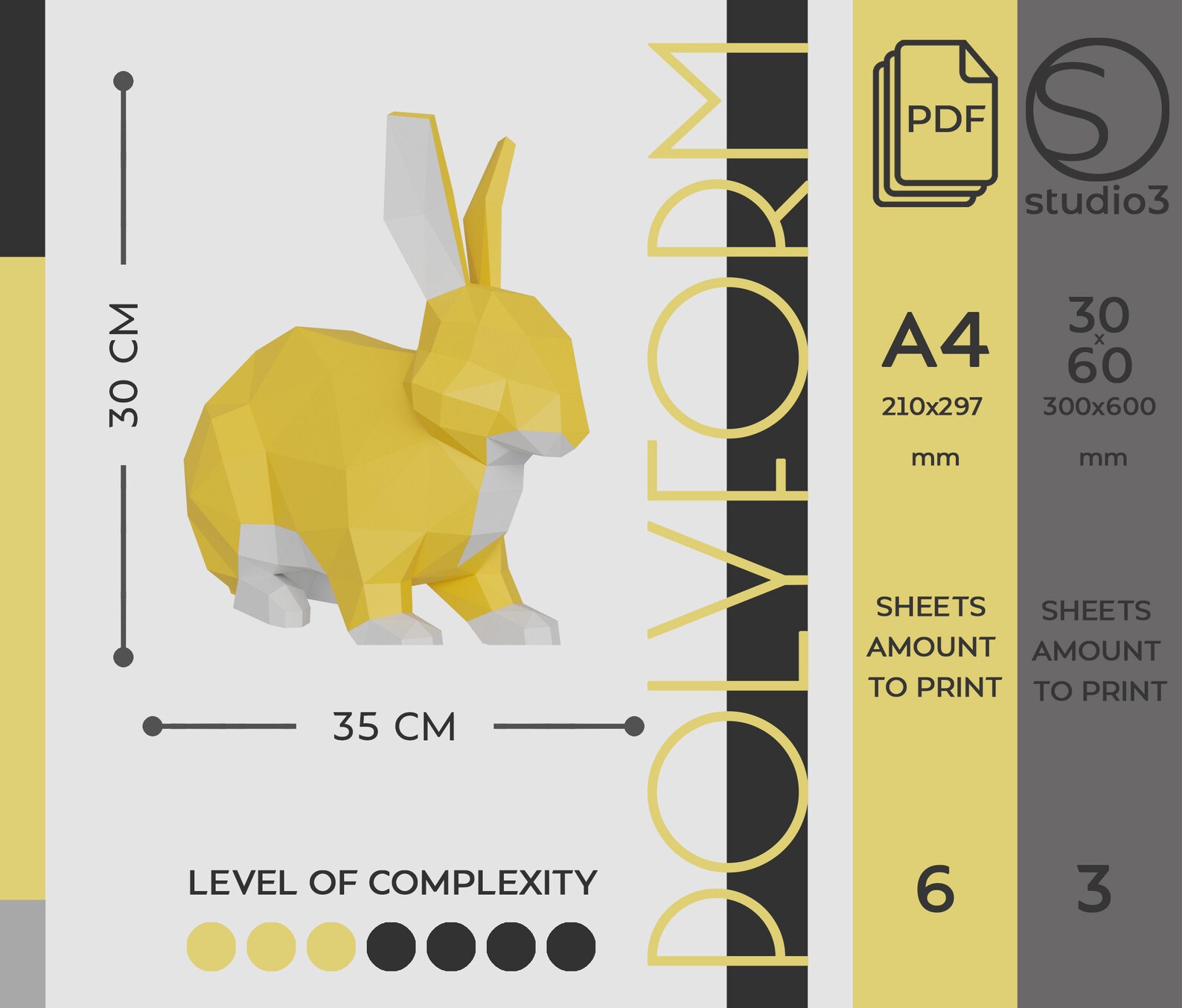 Rabbit (1) Low Poly Papercraft PDF Template - Etsy