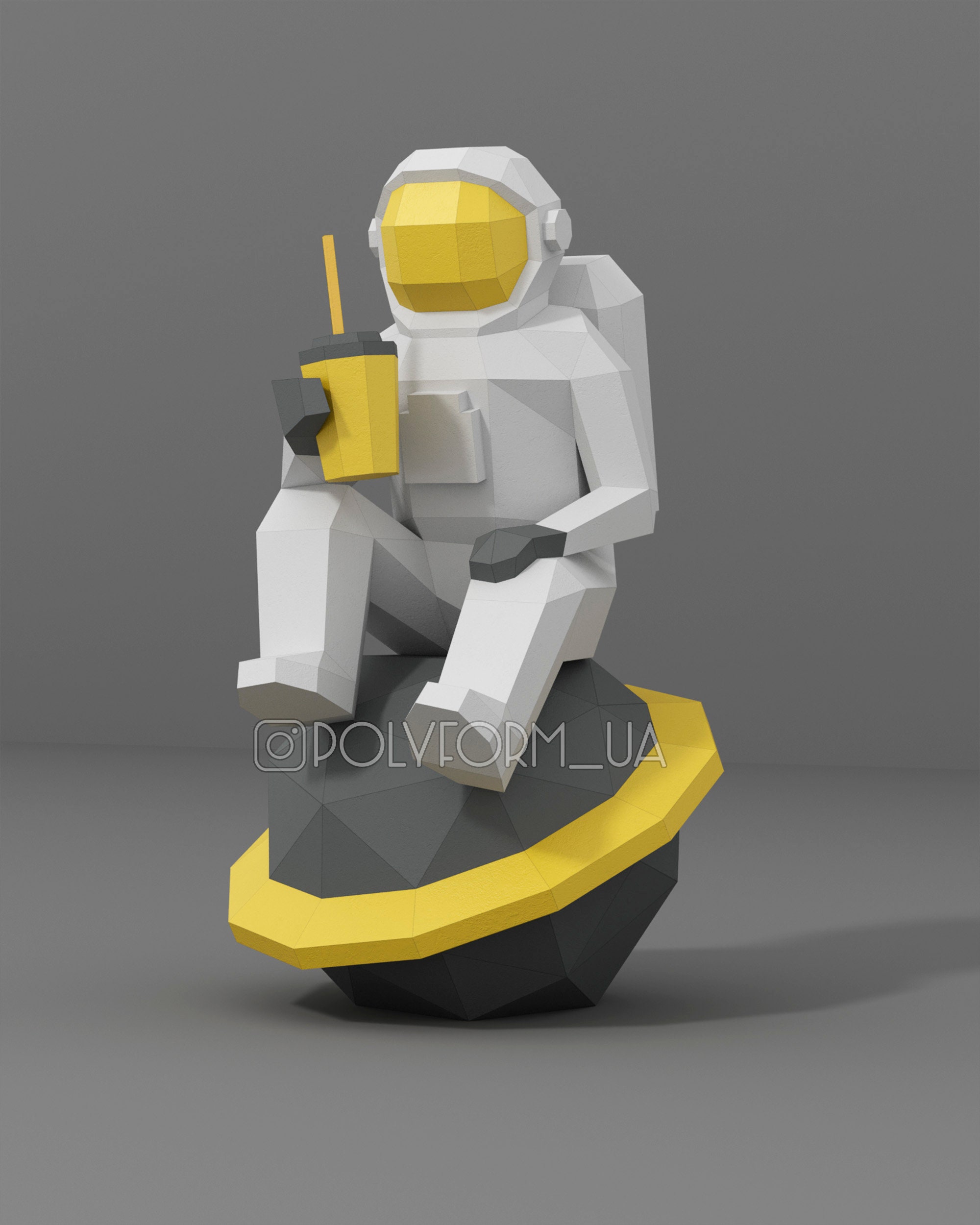 Cosmonaut Space Planet 3d Paper Model Low Poly Papercraft - Etsy