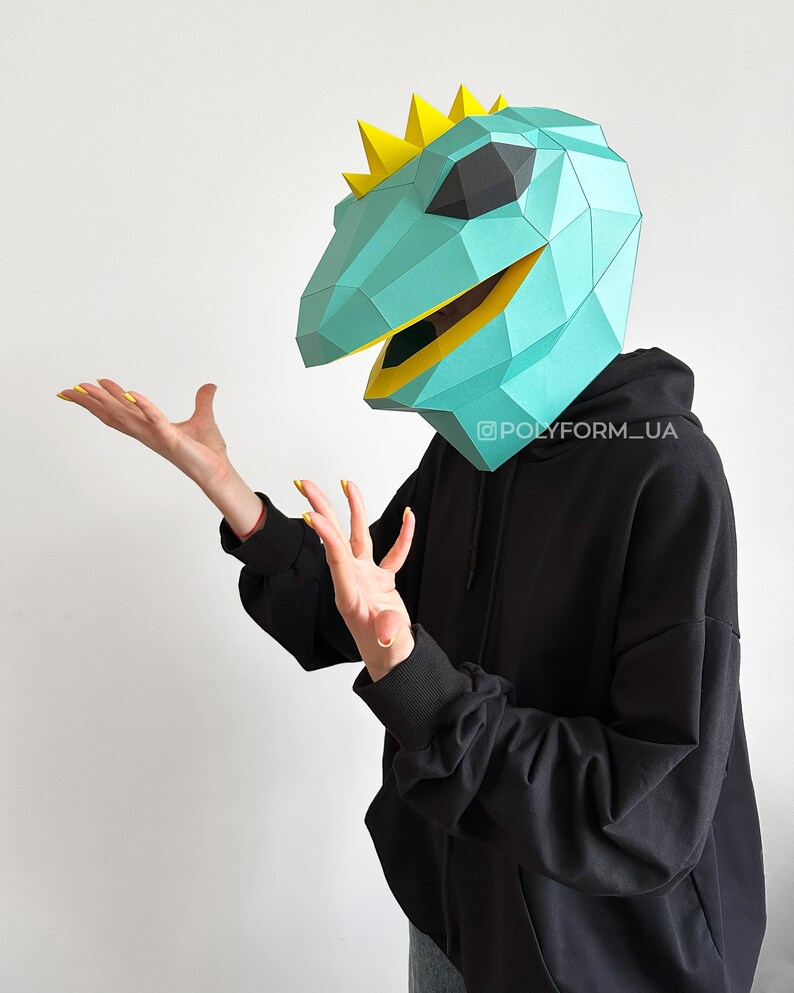 Lizard Mask Salamander DIY Low Poly Animal Reptile Papercraft PDF ...