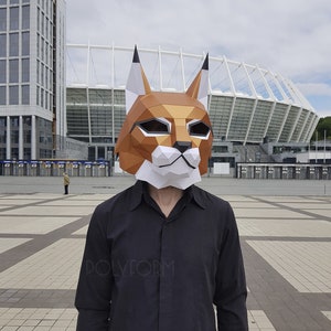 Lynx Mask Tiger Cat Low Poly Animal Svg Papercraft PDF Template - Etsy