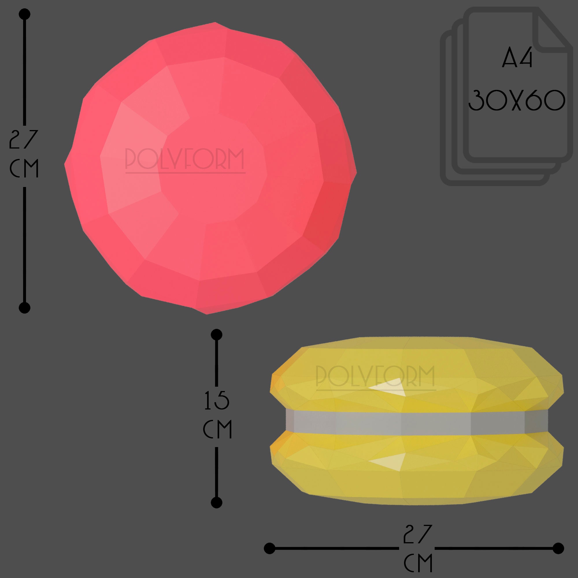 Macaron Sculpture on the Wall Cupcake Low Poly Papercraft PDF | Etsy