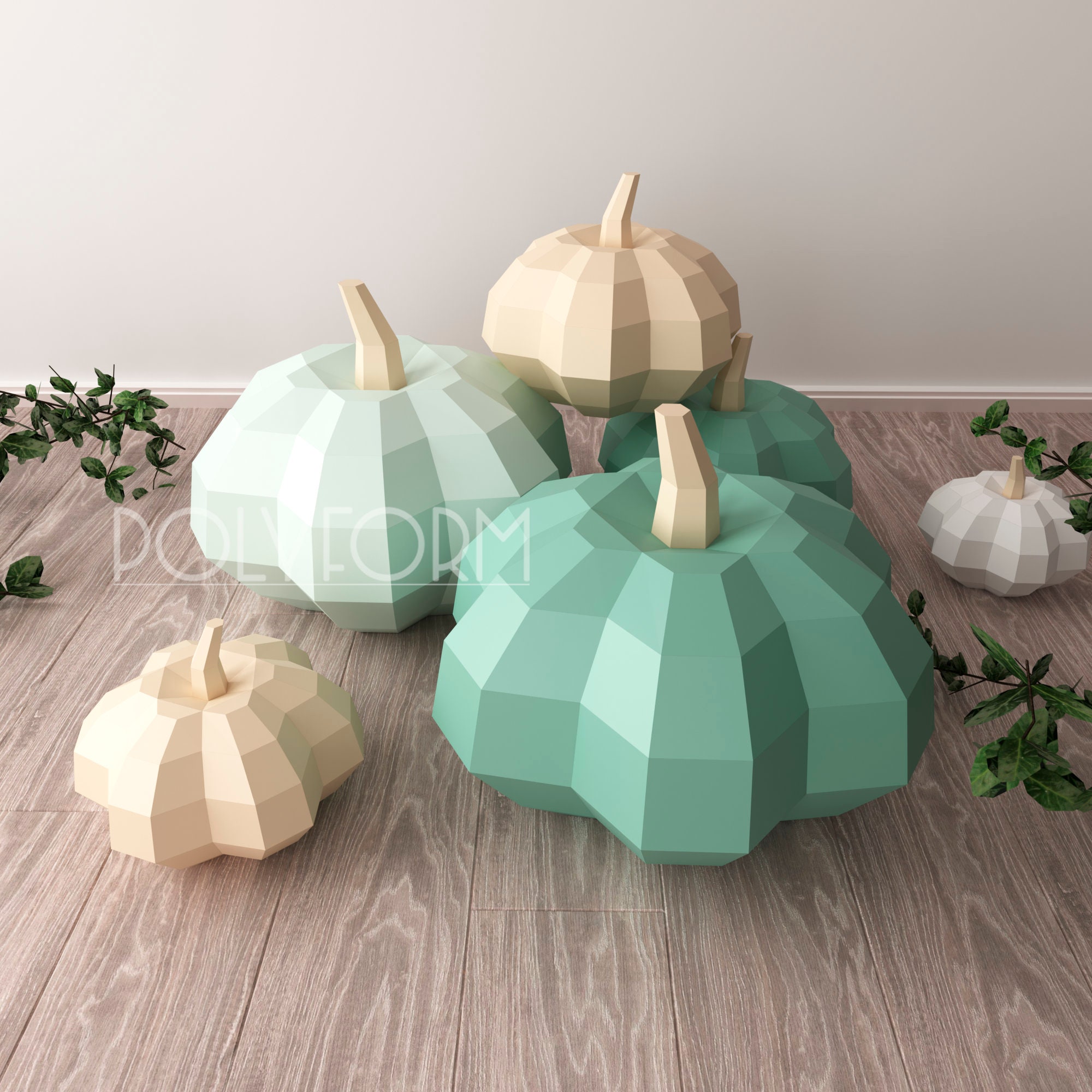 Pumpkin Low Poly Halloween Papercraft PDF template | Etsy