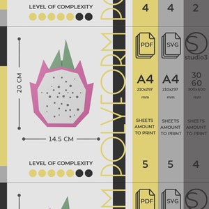 Dragon Fruits SET Pitahaya Pitaya Low Poly Papercraft Fruit Food PDF ...