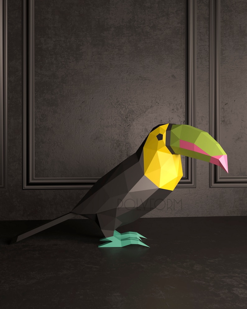 Toucan Low Poly Tropical Bird Papercraft PDF Template - Etsy