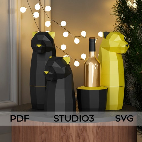 Fox Wine Gift Box Low Poly Papercraft PDF Template - Etsy