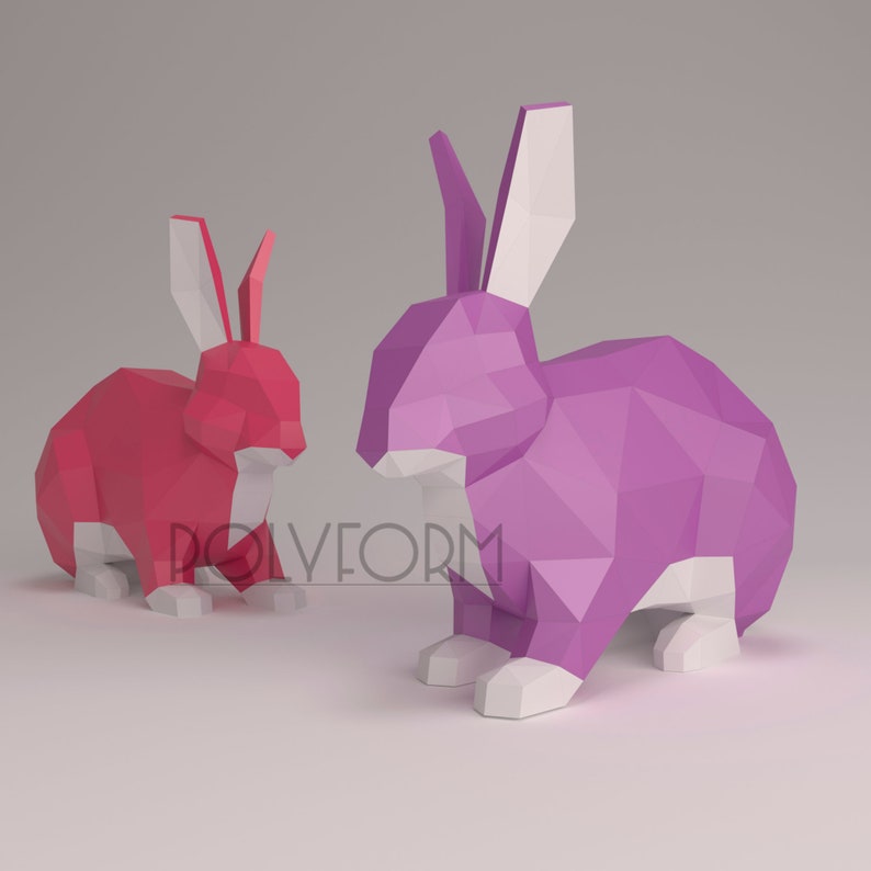 Rabbit (1) Low Poly Papercraft PDF Template - Etsy