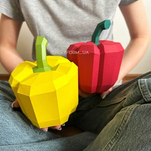 Pepper Low Poly Papercraft PDF Template Paper Food Fruits Vegetables ...