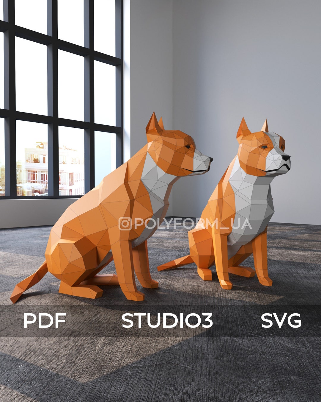 STAFFORDSHIRE TERRIER Low Poly Staff Dog Papercraft PDF Template Svg - Etsy