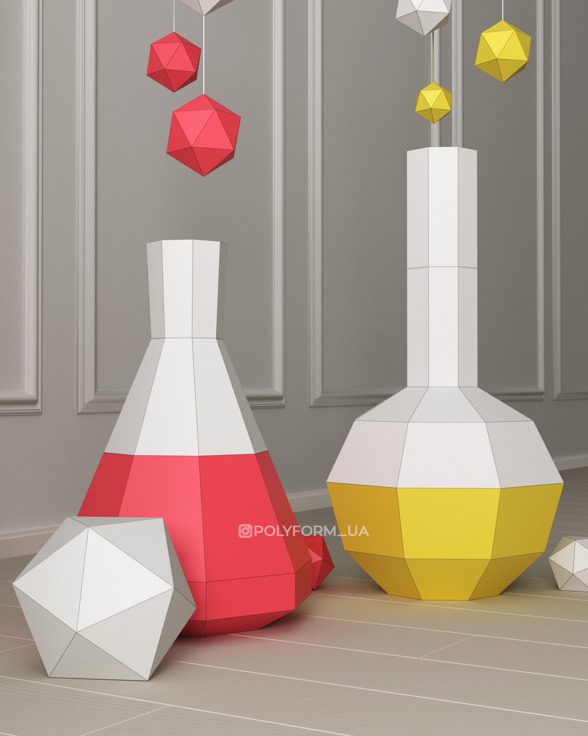 Flasks SET 1 Bottle Science Laboratory Chemistry School Education Low ...