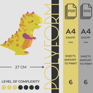 Dinosaur Low Poly T-rex Papercraft PDF Template DIY - Etsy Canada