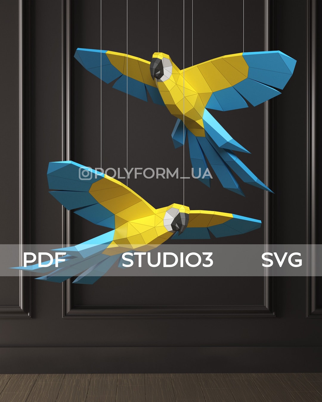 PARROT 2 Low Poly Bird Papercraft PDF Template Svg Decor - Etsy