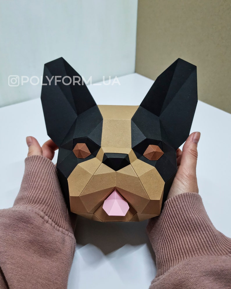 French Bulldog Low Poly Animal Dog Papercraft PDF Template DIY - Etsy