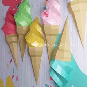 ICE CREAM Low Poly Papercraft PDF Template 3d Model Sculpture Paper ...