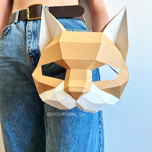CAT MASK-2 Low Poly Animal Papercraft PDF Template - Etsy