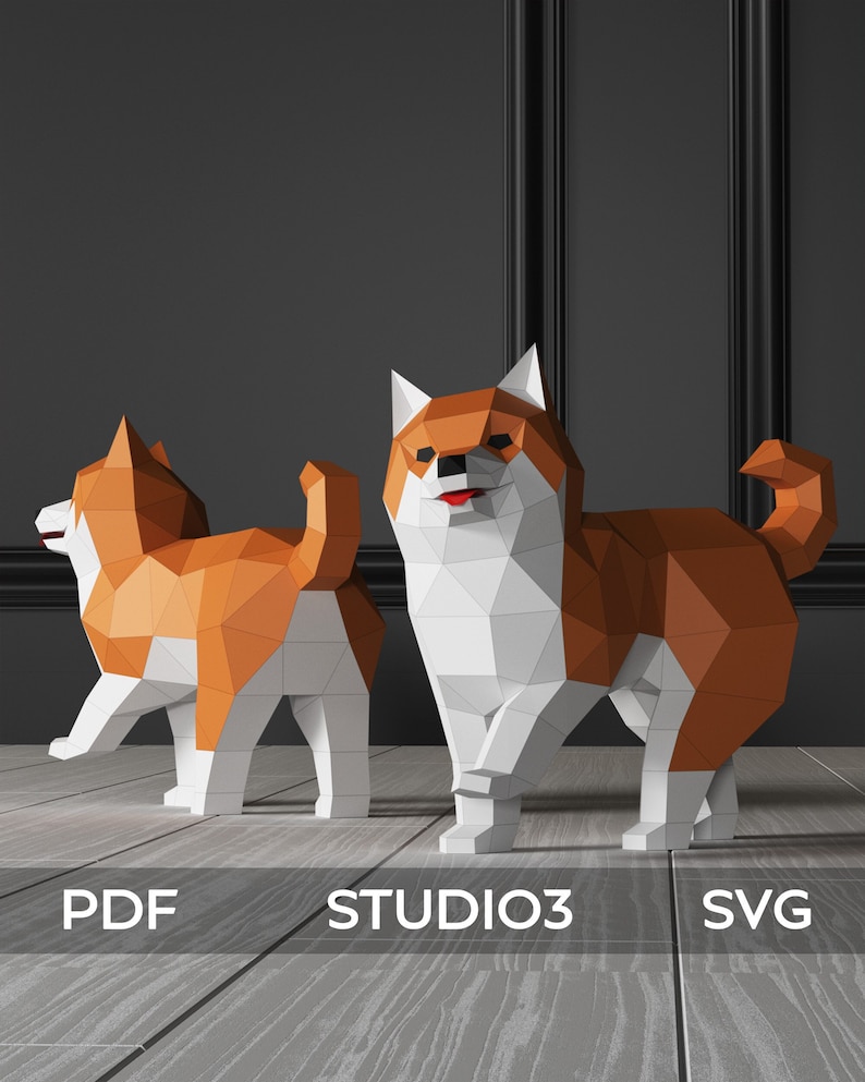 Dog Low Poly Papercraft PDF Template 3d Model Sculpture - Etsy