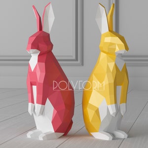 Rabbit (2) Low Poly Papercraft PDF Template - Etsy