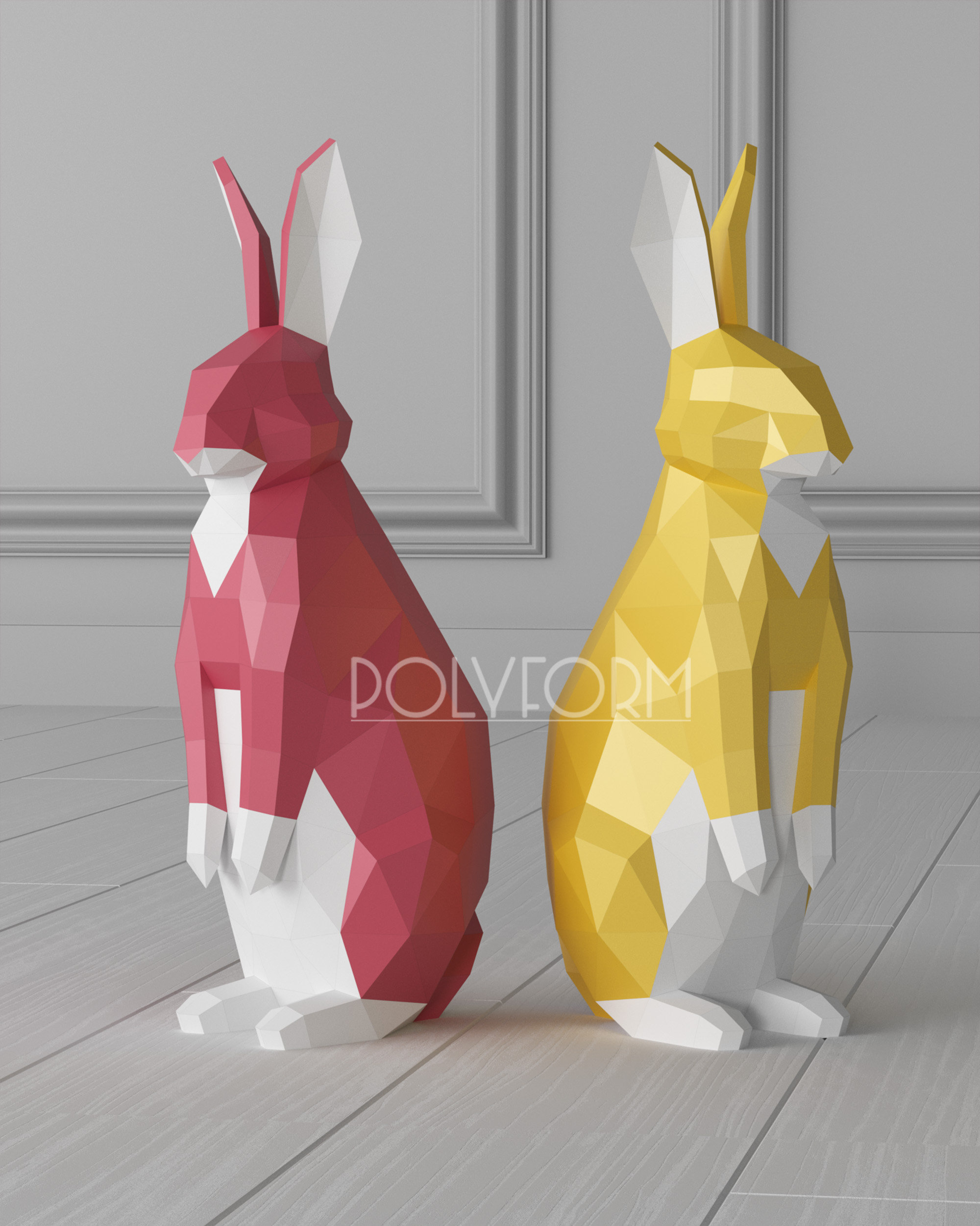 Rabbit 2 Low Poly Papercraft PDF Template | Etsy