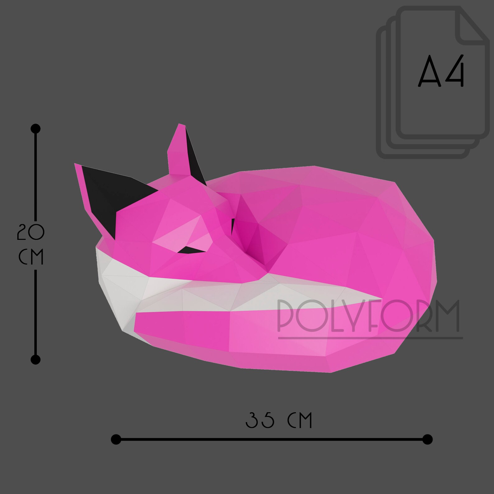 Sleeping Fox Low Poly Papercraft PDF Template | Etsy