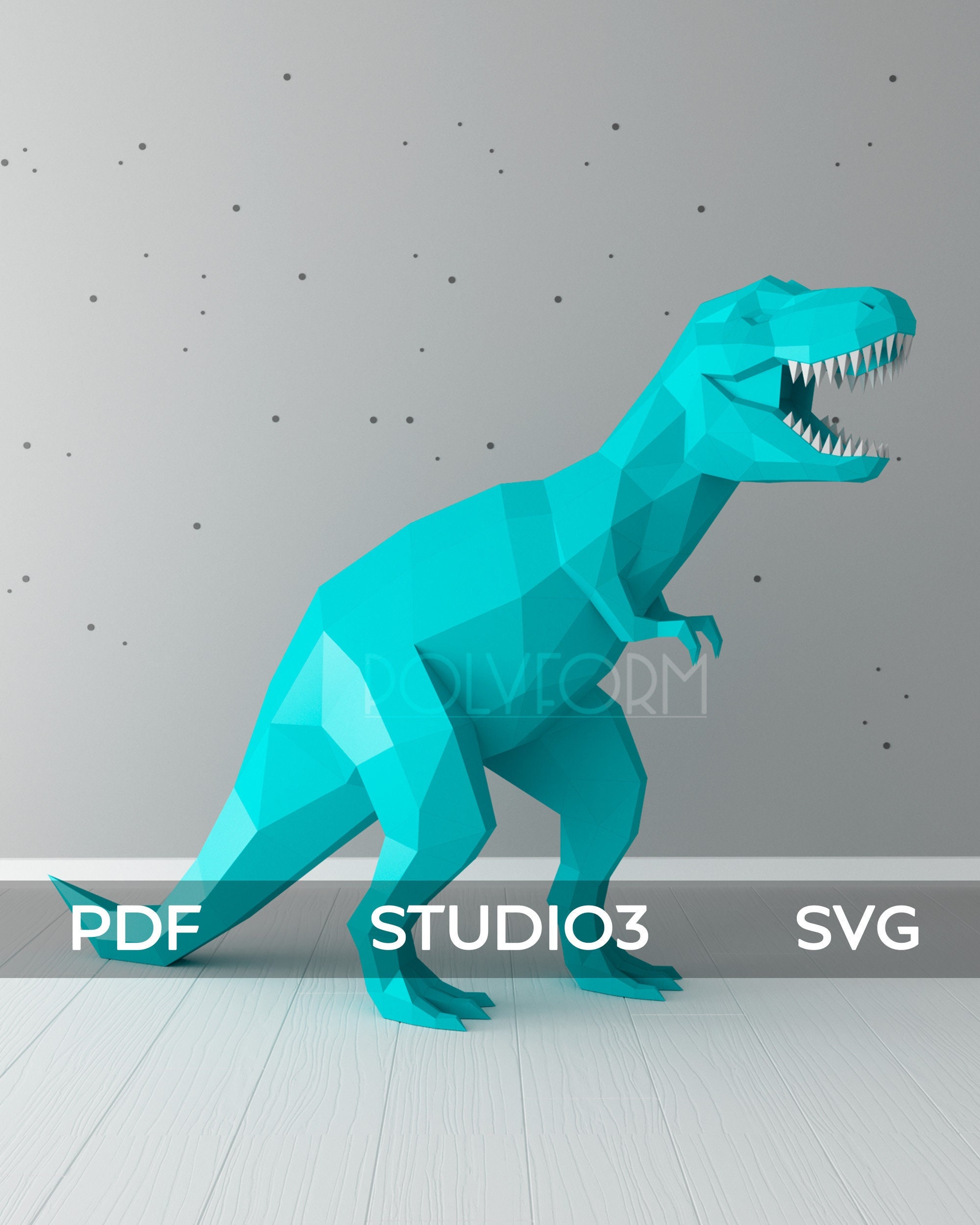 TYRANNOSAURUS Low Poly T-rex Dinosaur Papercraft PDF Template Dino - Etsy