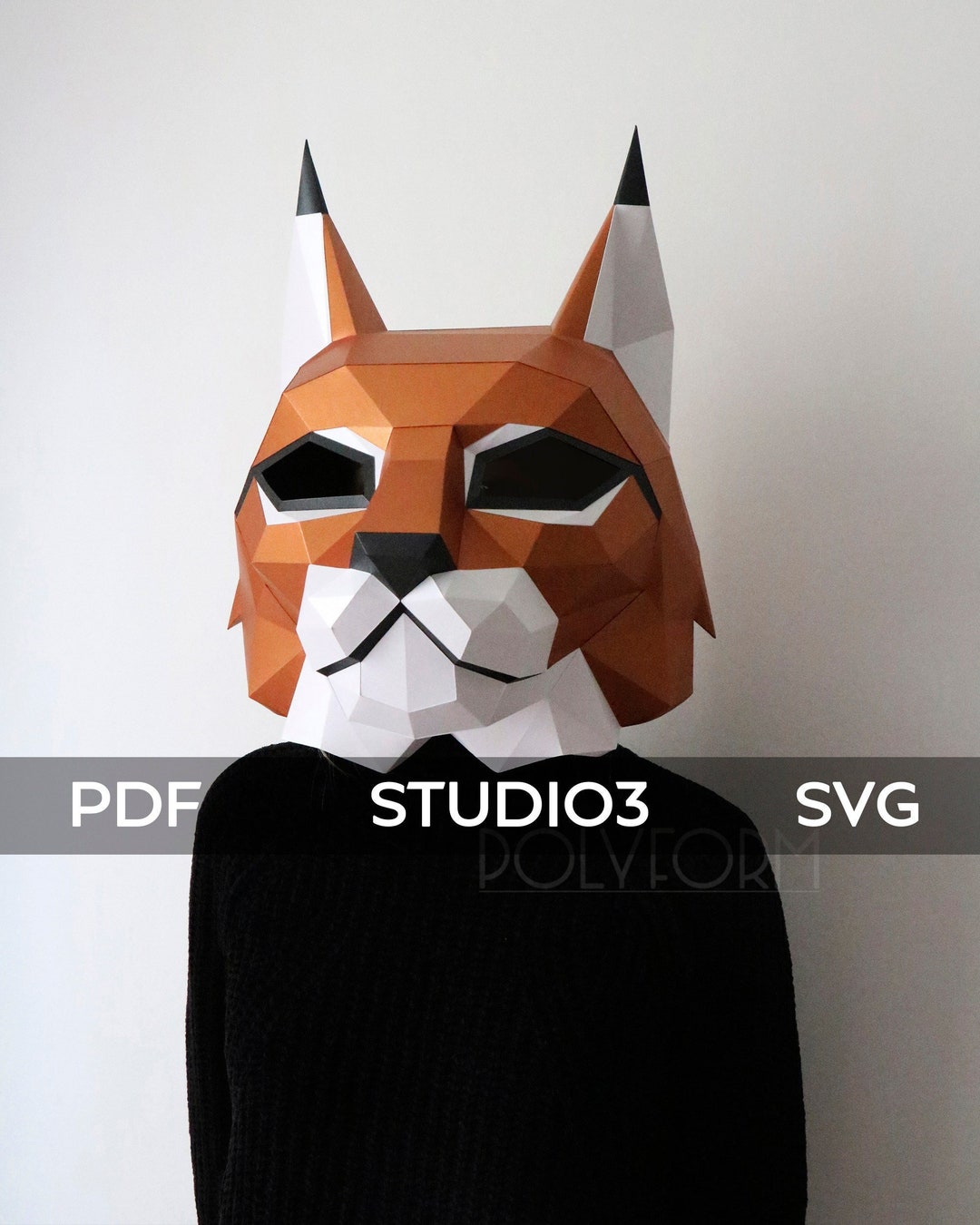 Lynx Mask Tiger Cat Low Poly Animal Svg Papercraft PDF Template - Etsy