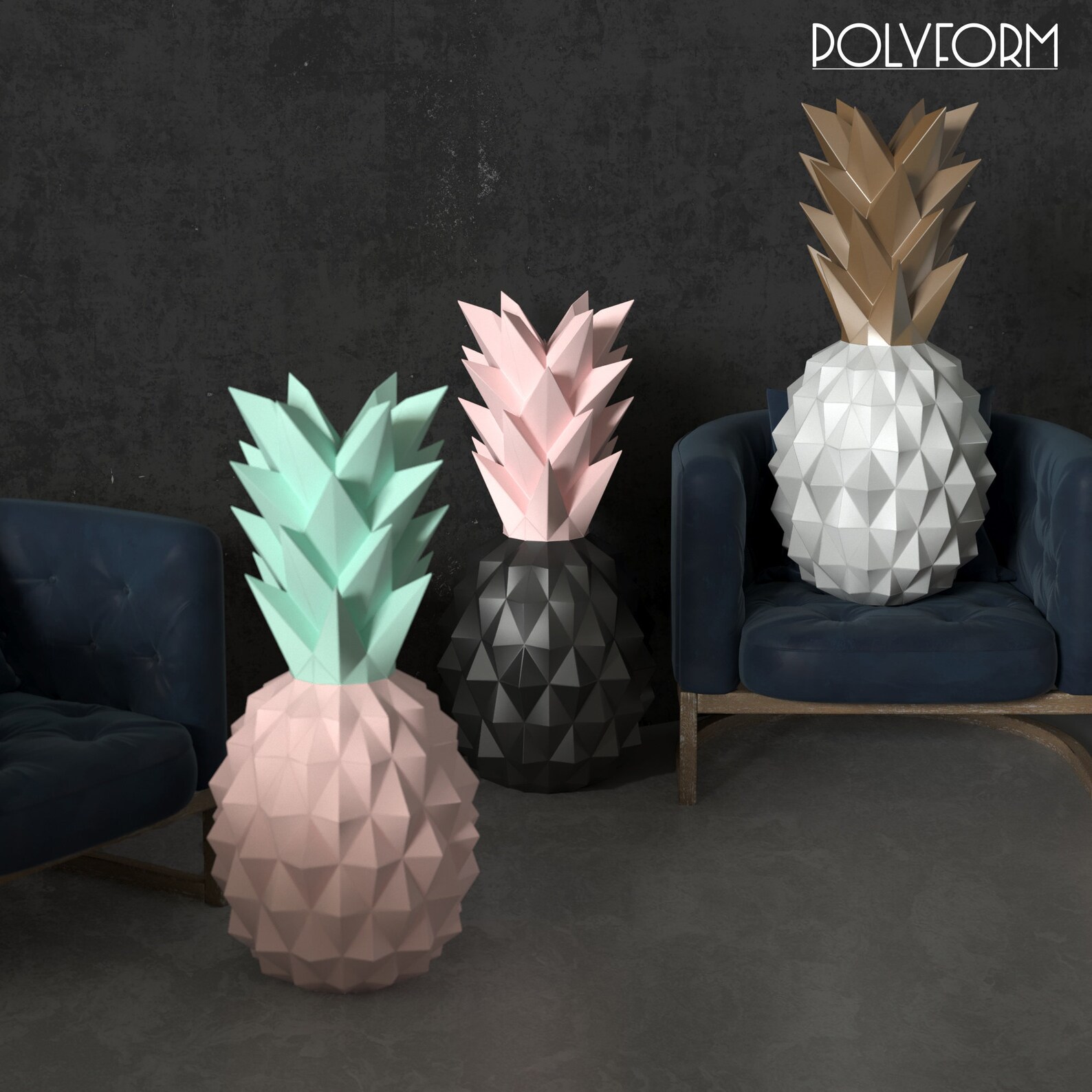 Pineapple Low Poly Papercraft PDF Template Food - Etsy
