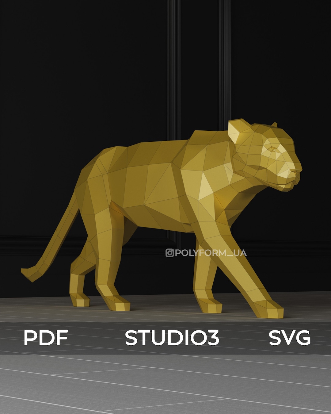 Panther Low Poly Cat Tiger Papercraft PDF Template Decor - Etsy