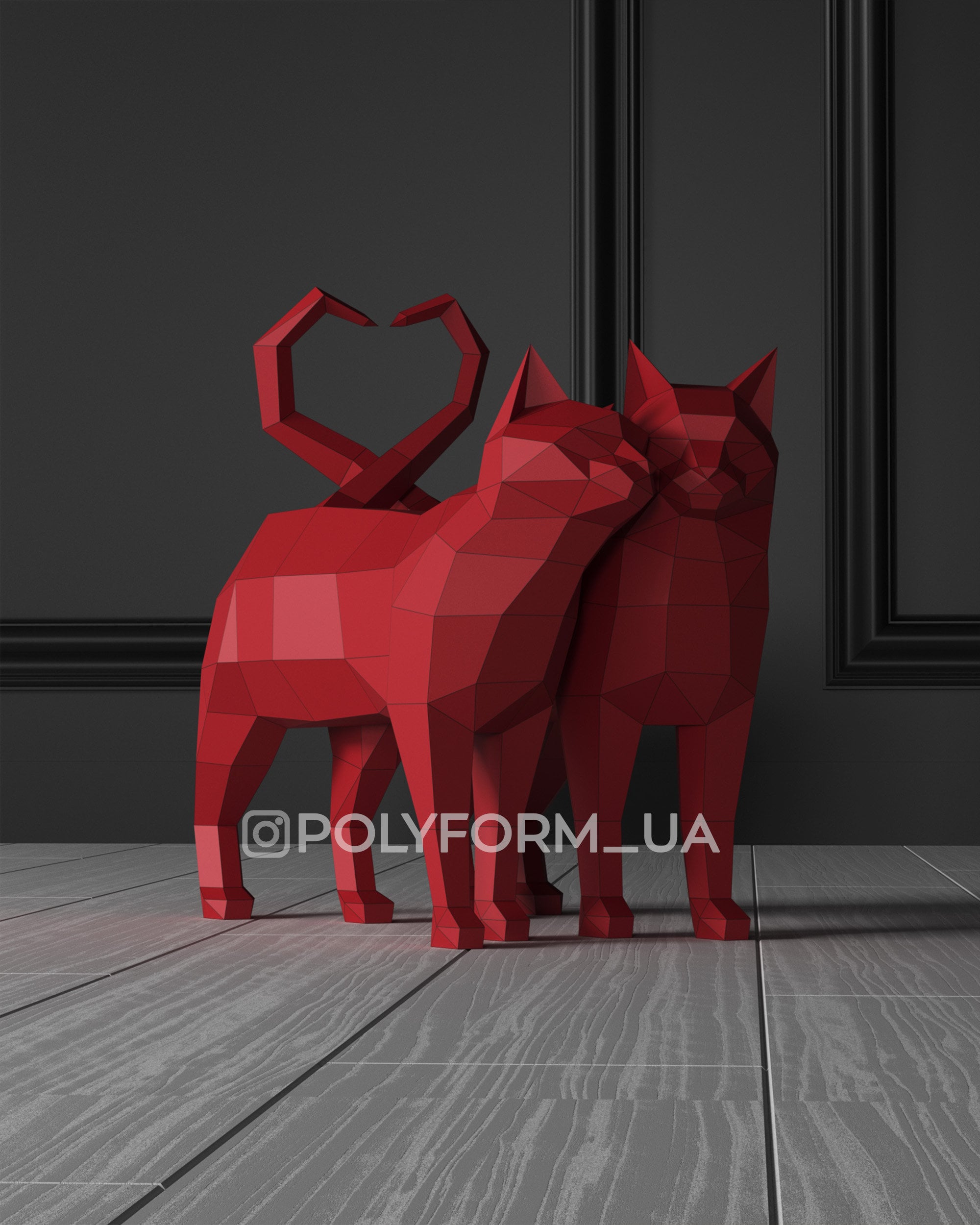 Cats Low Poly Animal Papercraft PDF Template Love - Etsy UK