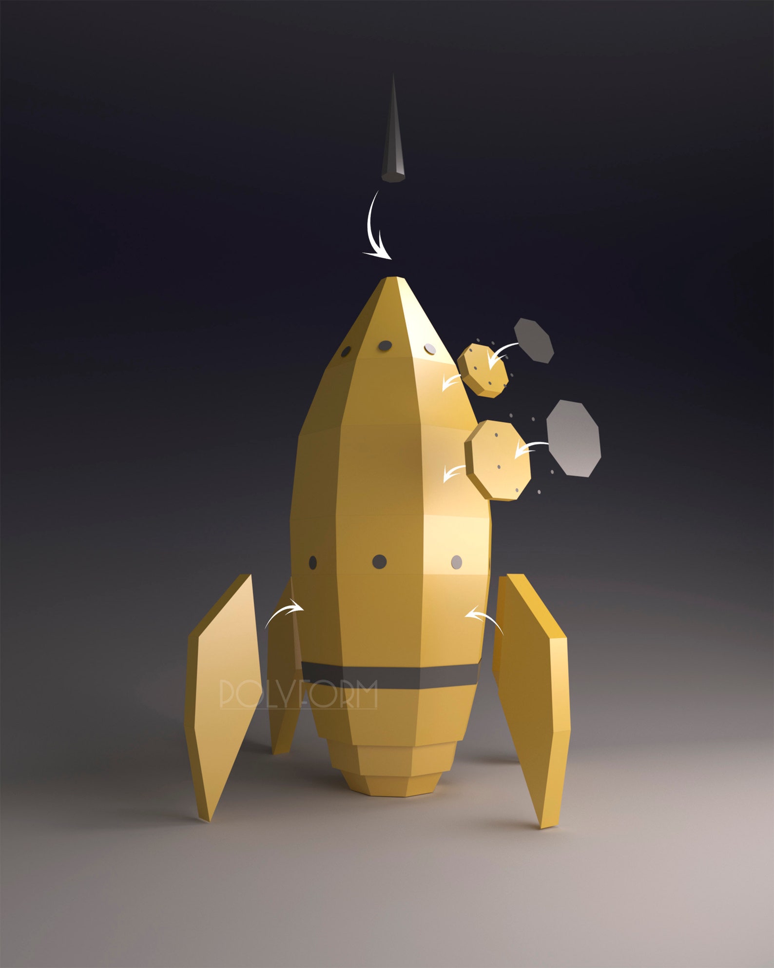 ROCKET Space Model Low Poly Papercraft PDF Template - Etsy