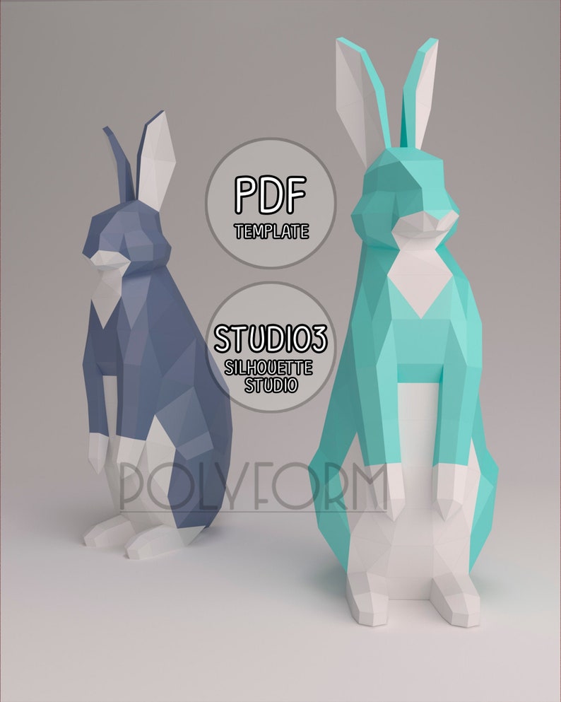 Rabbit 2 Low Poly Papercraft PDF Template | Etsy