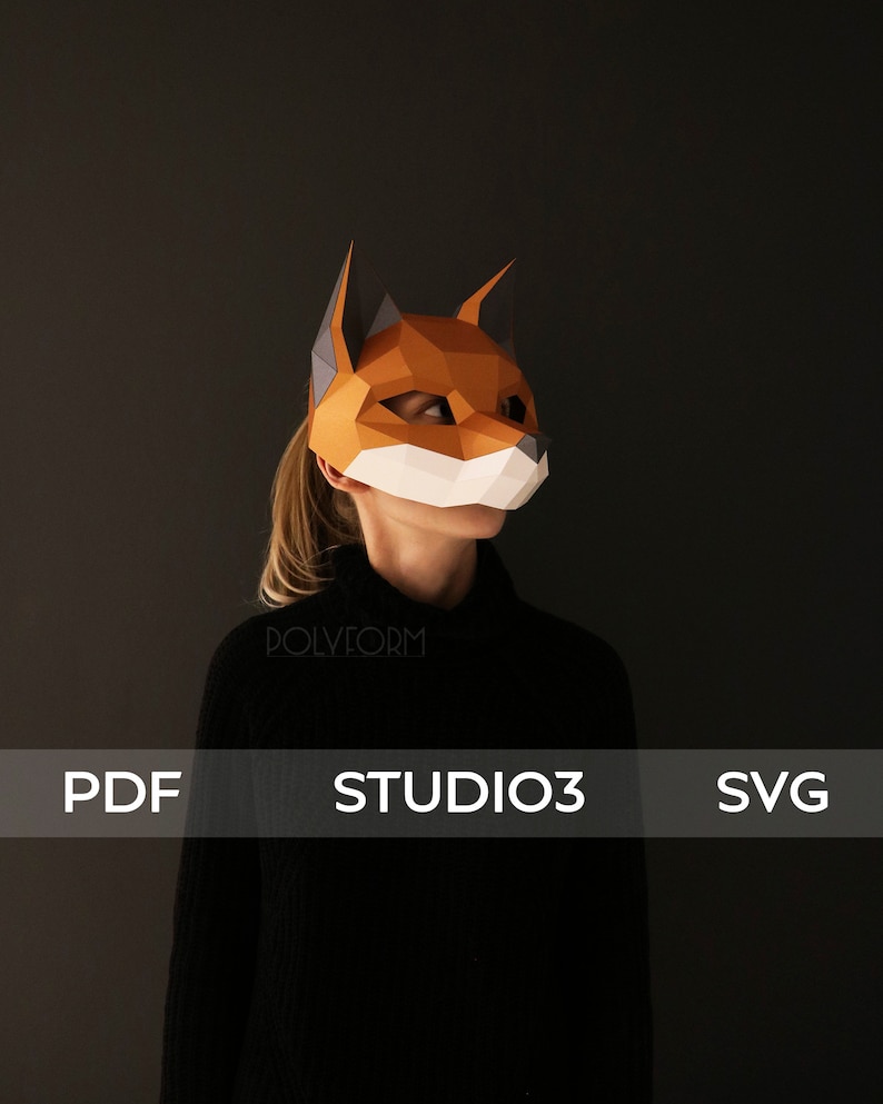 Fox Mask DIY Low Poly Animal Papercraft PDF Template Halloween - Etsy