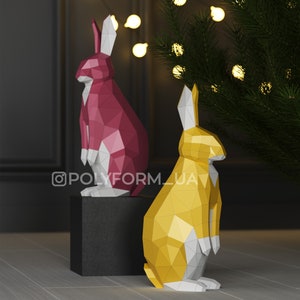 Rabbit (2) Low Poly Papercraft PDF Template - Etsy