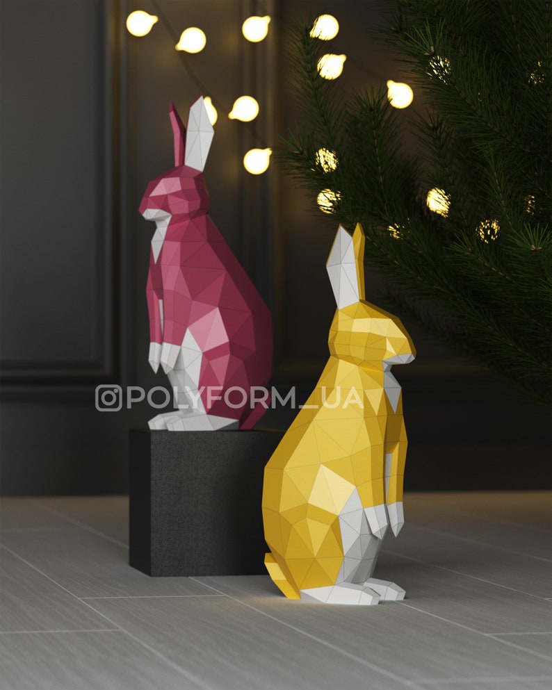 Rabbit (2) Low Poly Papercraft PDF Template - Etsy