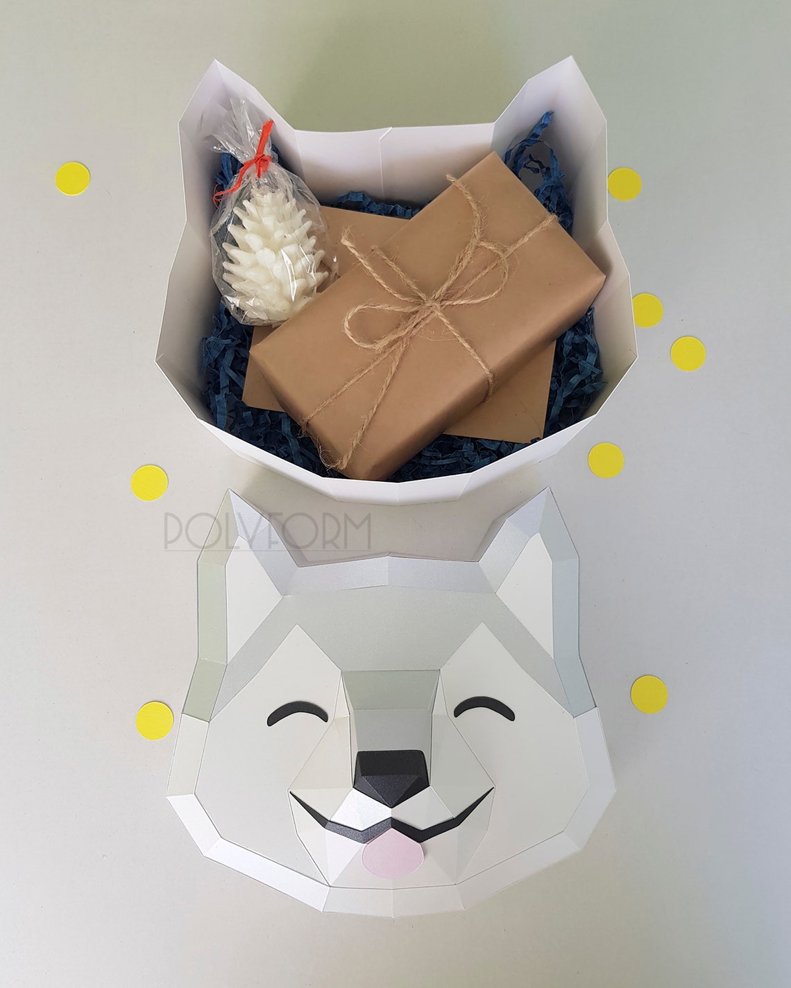 Gift Box HUSKY Low Poly Dog Papercraft PDF Template - Etsy Canada