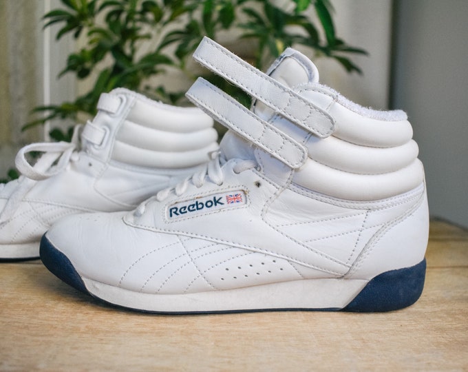 80s 90s Vintage Classic White Reebok Velcro High Top Sneaker | Vintage ...