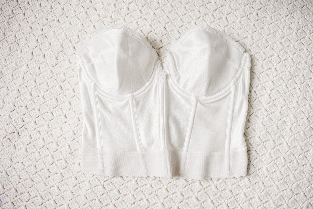 80s 90s Vintage Intimates White Strapless Bustier Corset Bra Top 36C ...