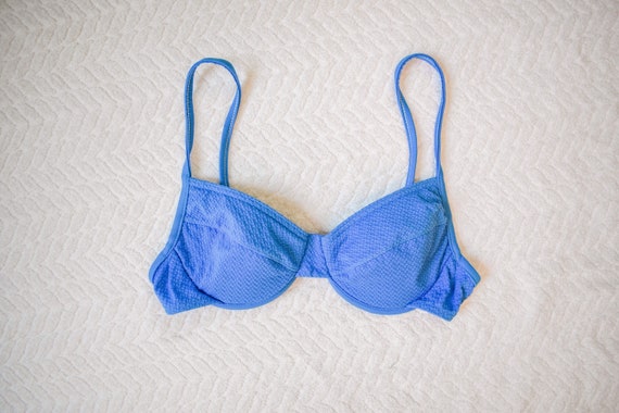 80s Periwinkle Bikini Top Vintage Swimwear Mix Match Separates Etsy